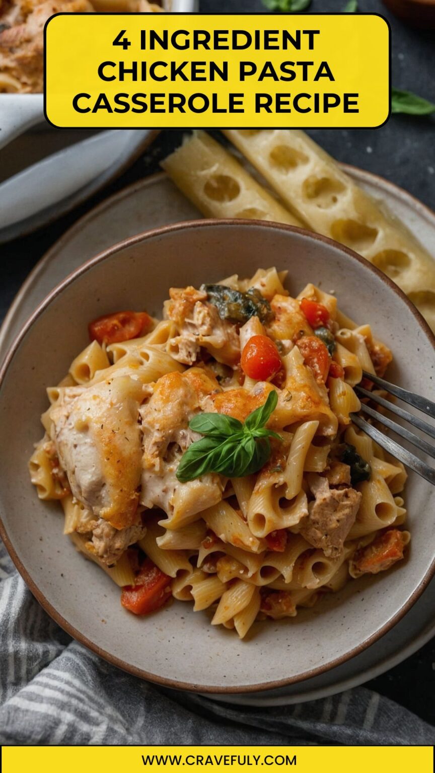 4 Ingredient Chicken Pasta Casserole Recipe - Cravefuly