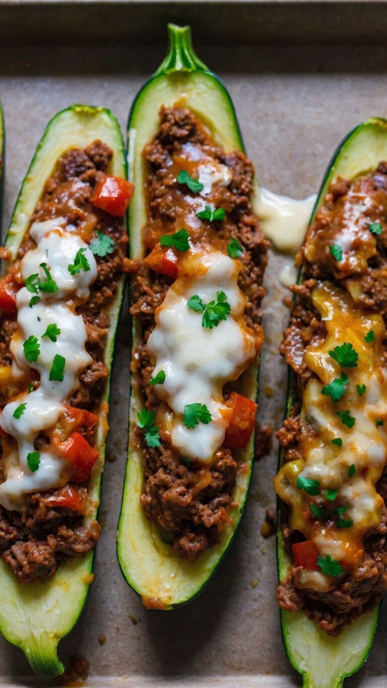 Beef Stuffed Zucchini Boats Recipe - Cravefuly