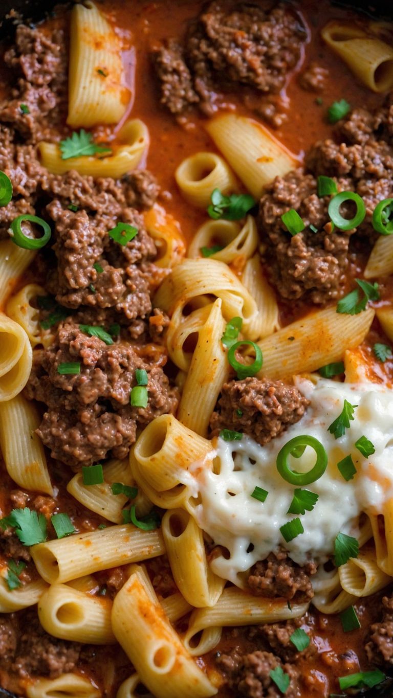 Slow Cooker Ground Beef And Cheese Pasta - Cravefuly