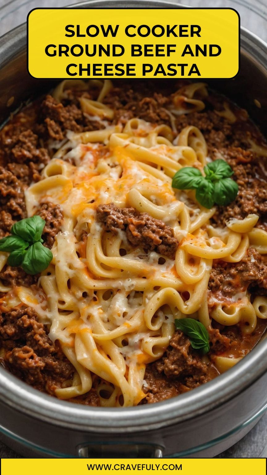 Slow Cooker Ground Beef And Cheese Pasta - Cravefuly